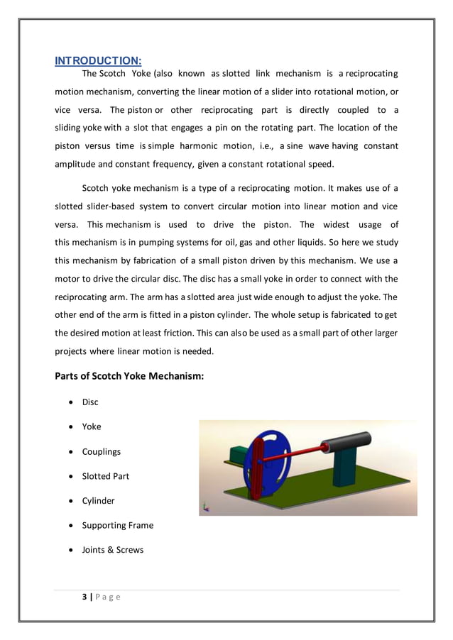Project Motorized Scotch Yoke Mechanism | DOCX | Physics | Science
