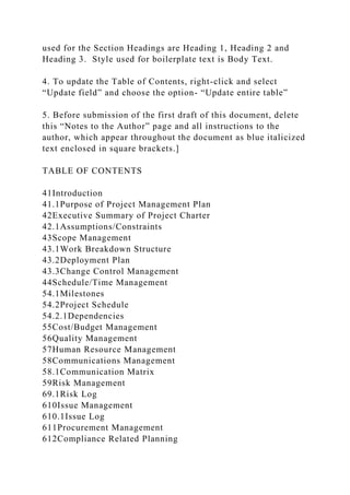 Project Name Project Management PlanVersion 1.0 Draf.docx | Technology ...