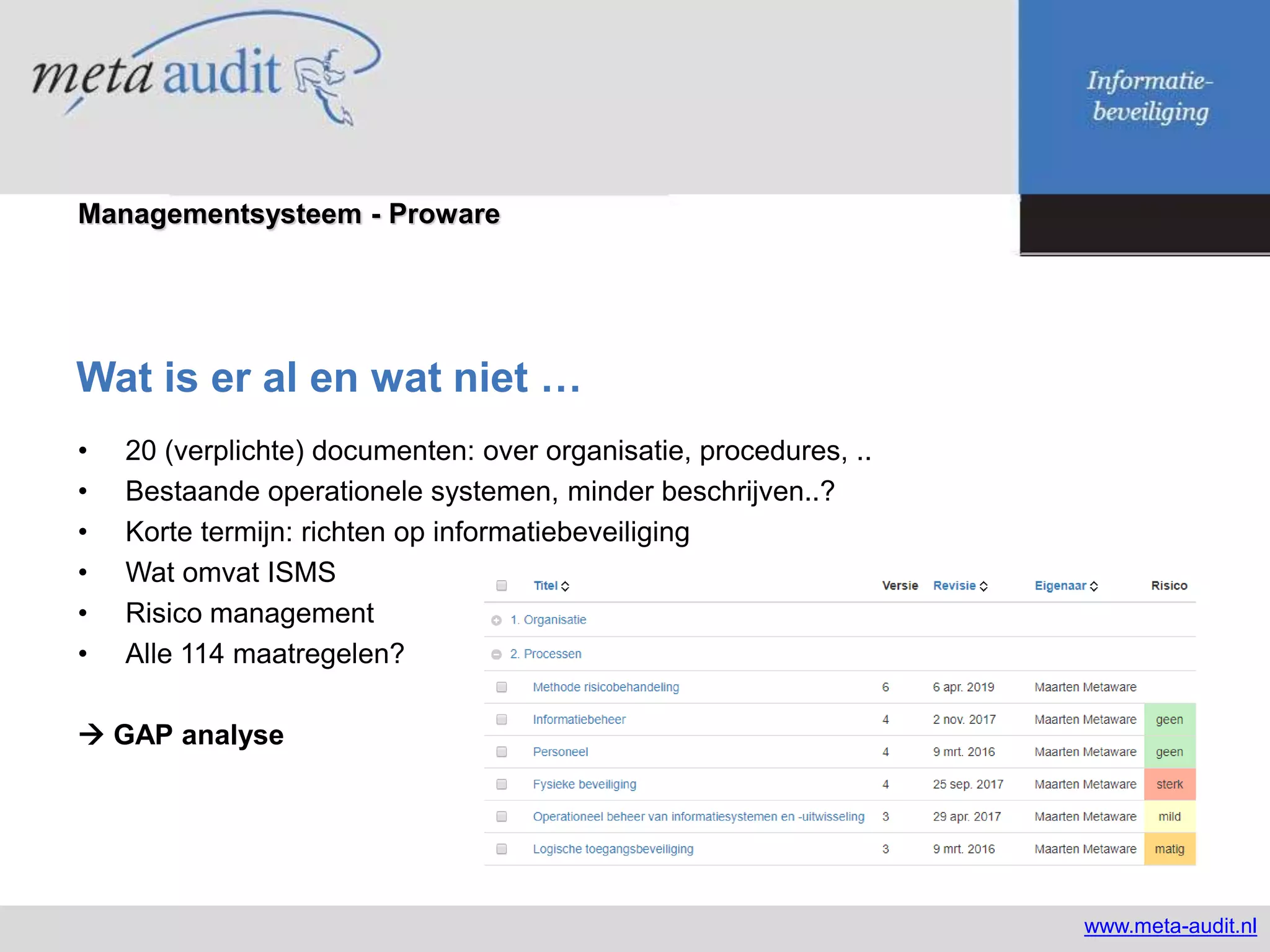 Het certificatie project NEN7510 ISO27001 voor informatiebeveiliging - NEN 7510 ISO 27001 - WWW ...
