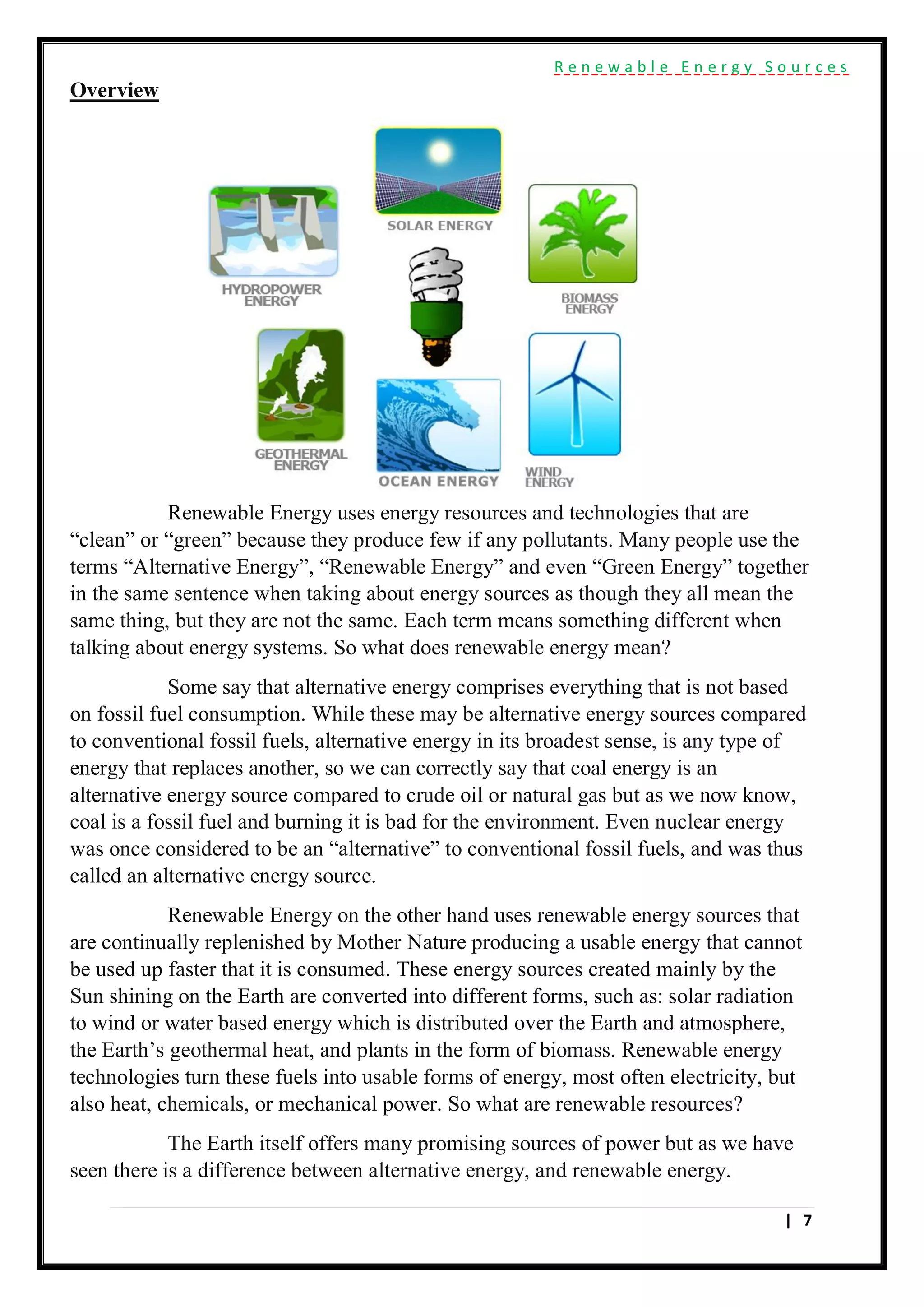 Renewable Energy Sources | PDF | Power and Energy Industry | Industries