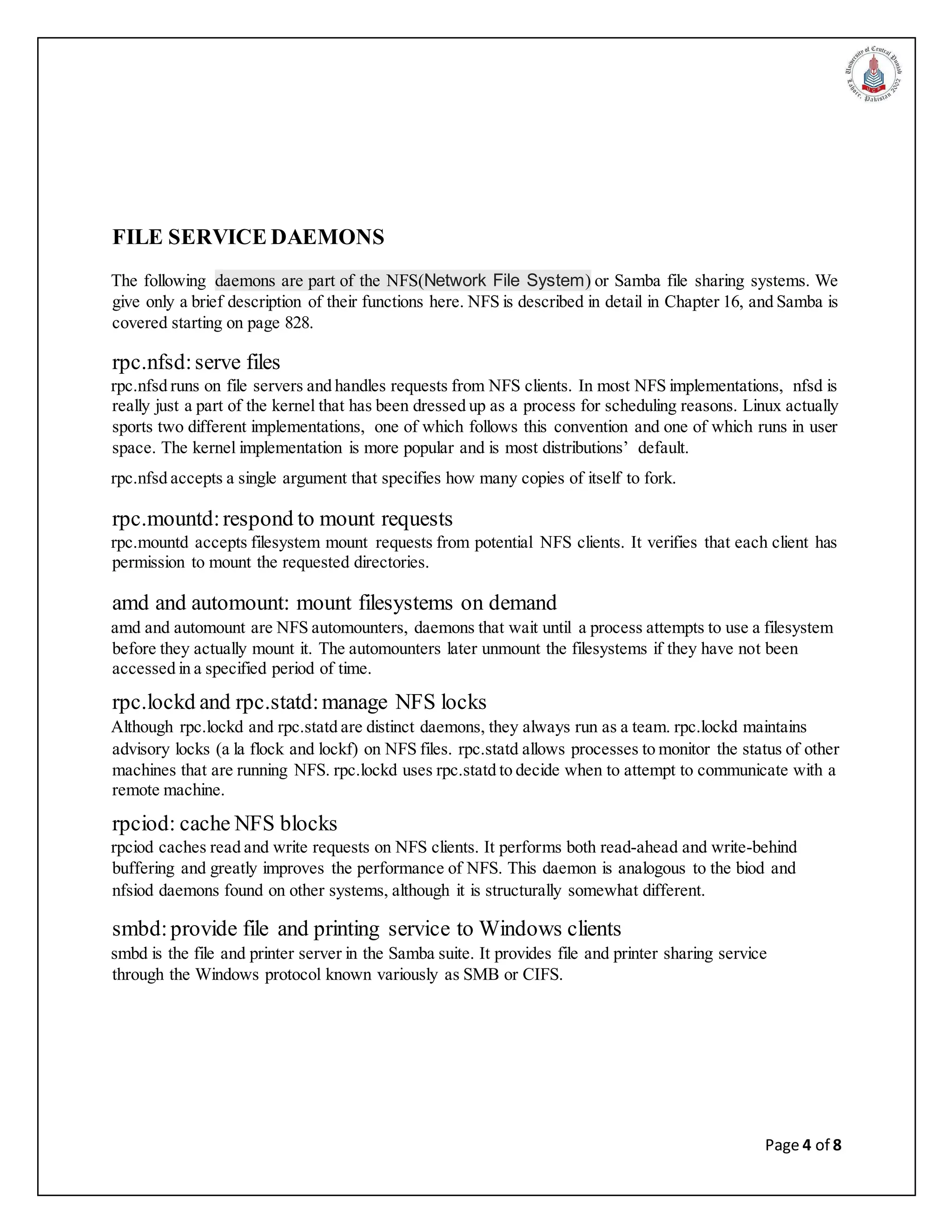 Project of deamon process | DOCX | Operating Systems | Computer Software and Applications