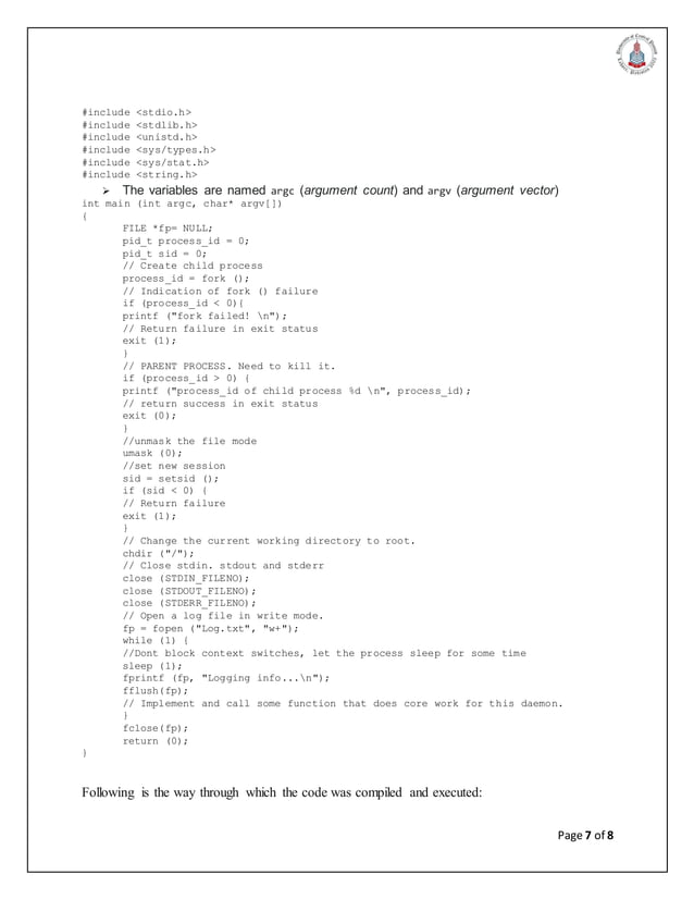 Project of deamon process | PDF