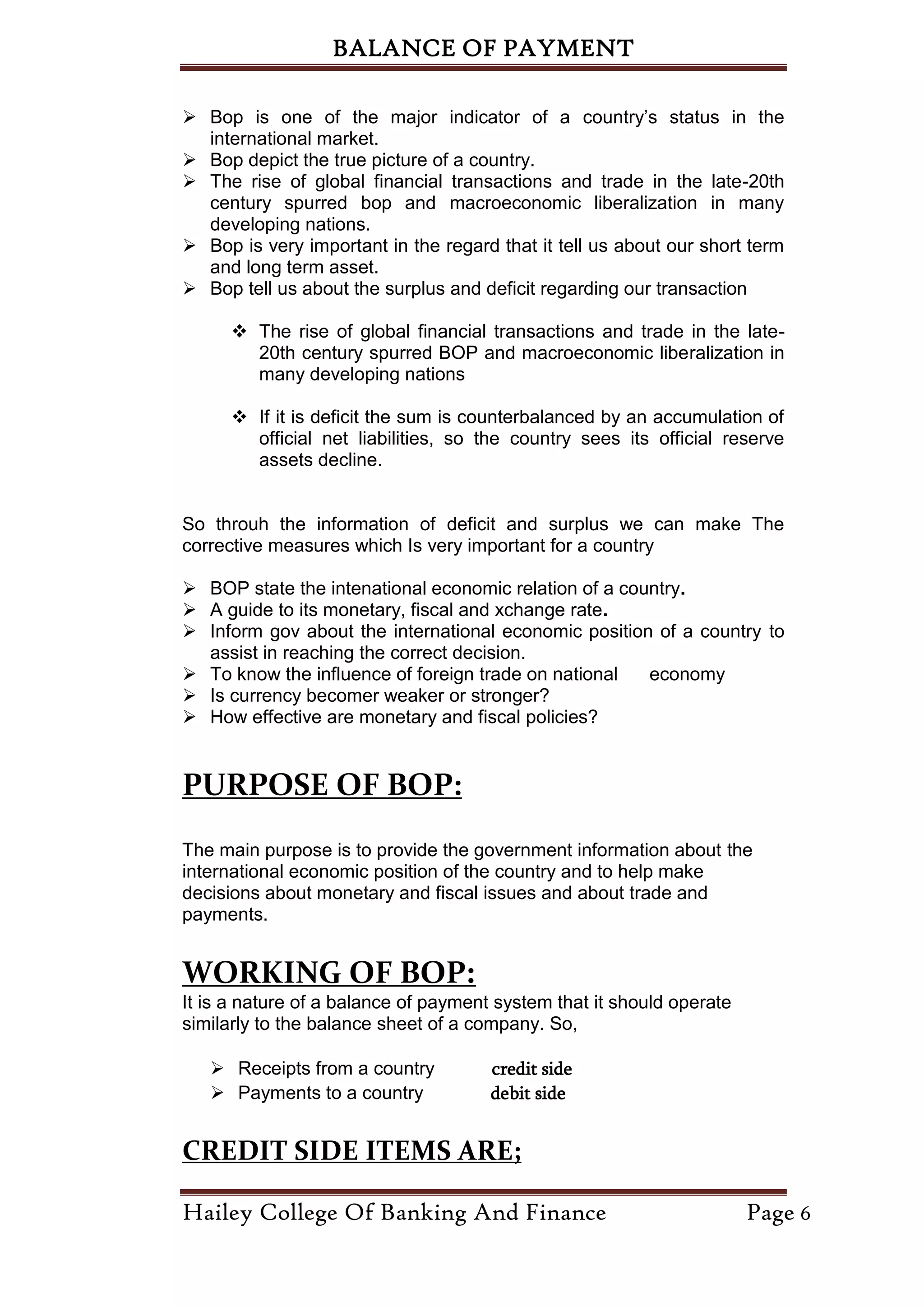 Project of eop (balance of payment) | DOCX