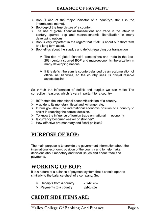 Project of eop (balance of payment) | DOCX