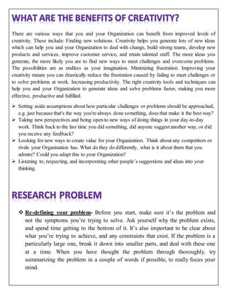 Project of ob on creativity | PDF