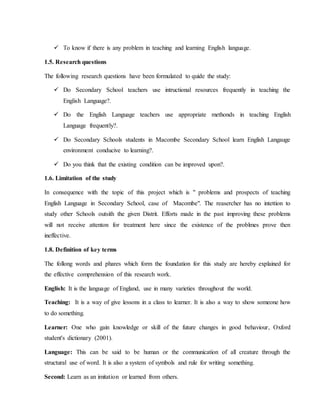 The Problems and Prospects of Teaching English Language In Secondary ...