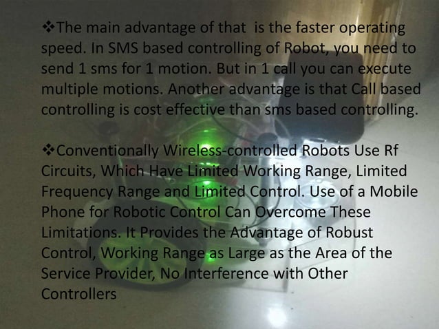 Project on gsm based mobile controlling robot | PPT