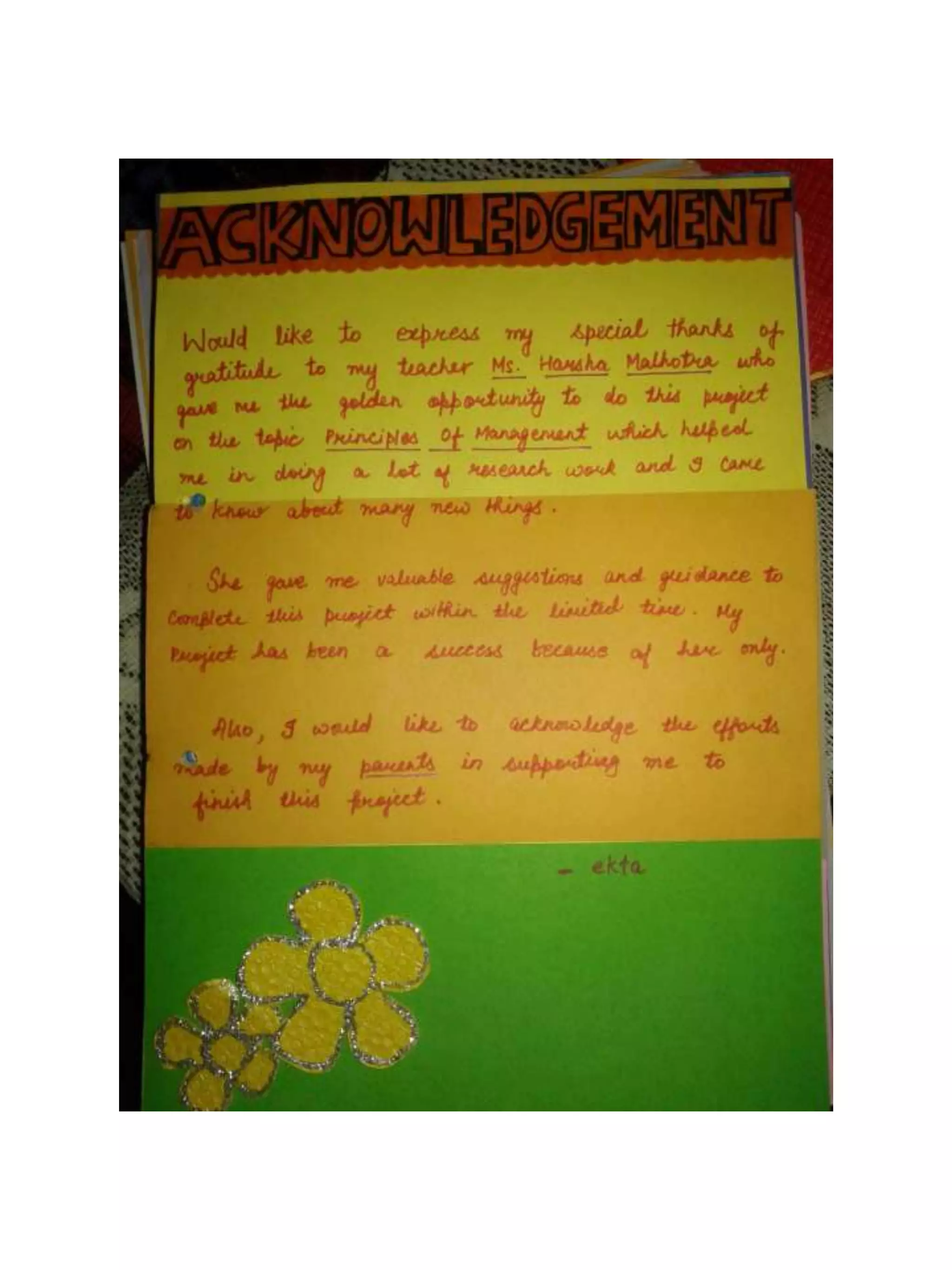 Project on Principles of management-Business studies project work | PPTX