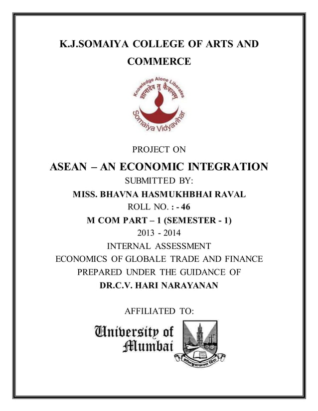 Project on ASEAN by Bhavna H. Raval | DOCX