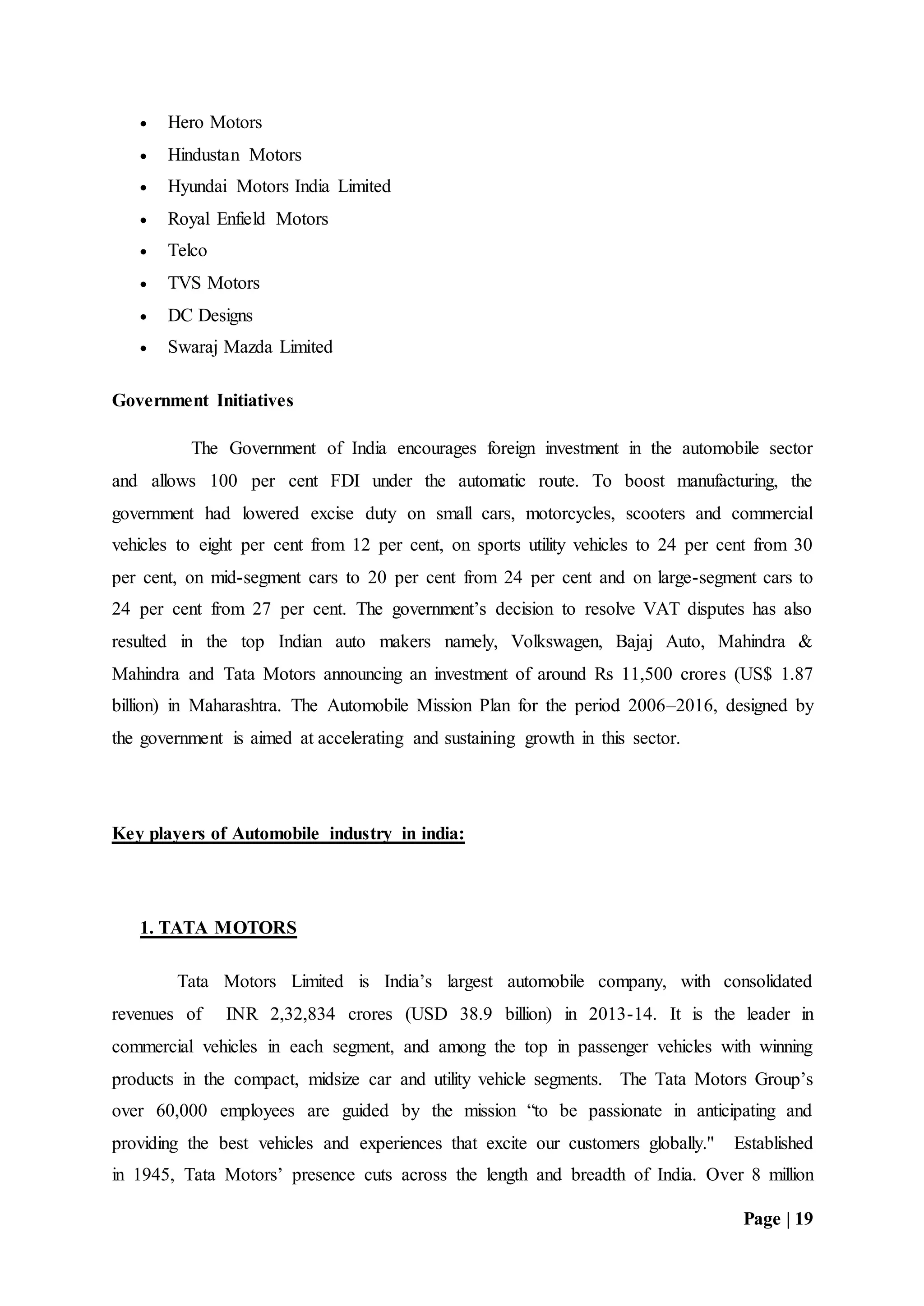 Project on automobile sector in india | DOCX