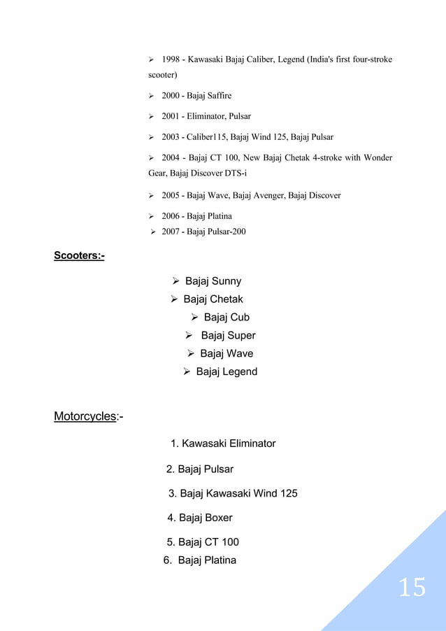 Project on bajaj | DOCX | Business Administration | Business