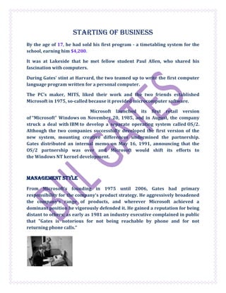 Project on bill gates | DOCX | Operating Systems | Computer Software ...