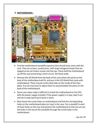 Project on computer assembling | PDF