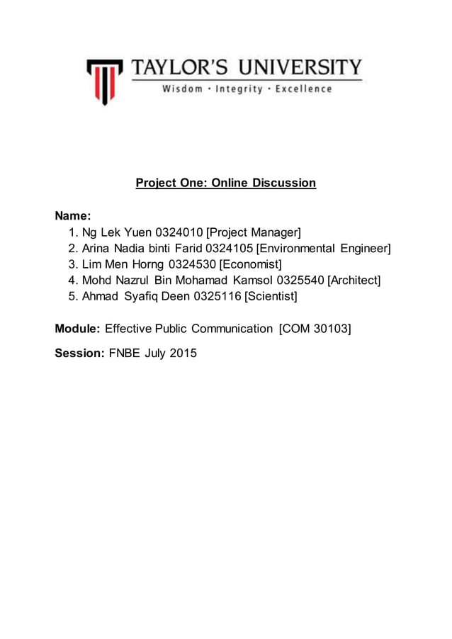 EPC Project 1 - Online Discussion | DOCX