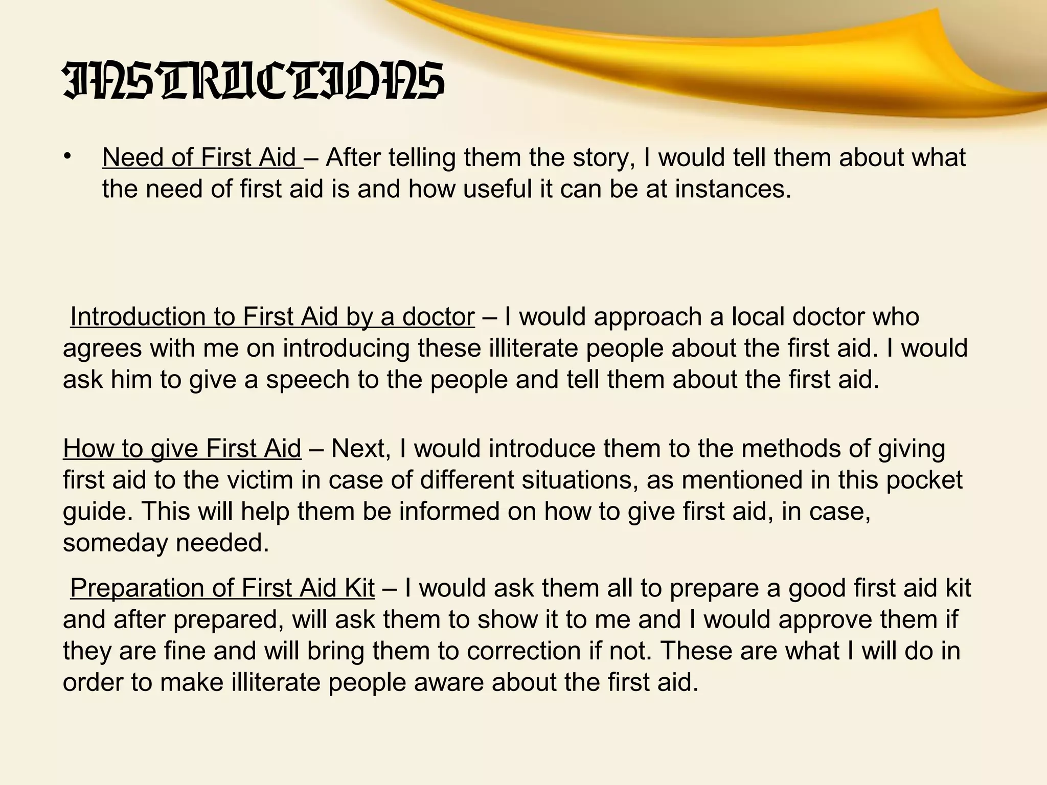 Project on first aid | PPT