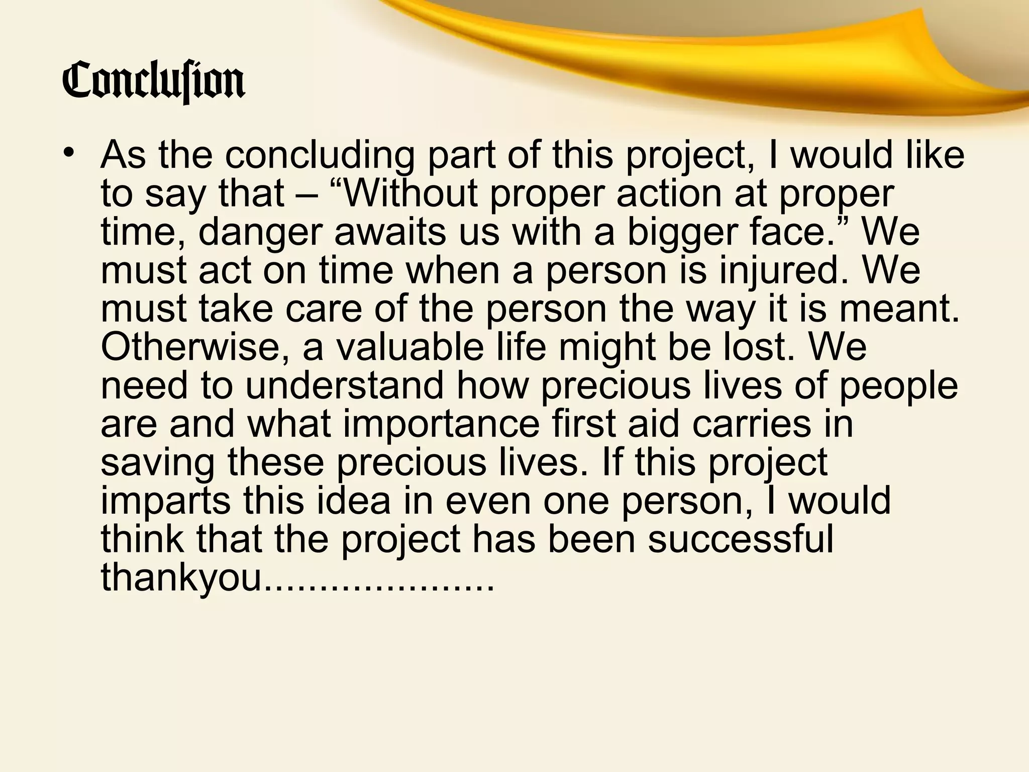 Project on first aid | PPT