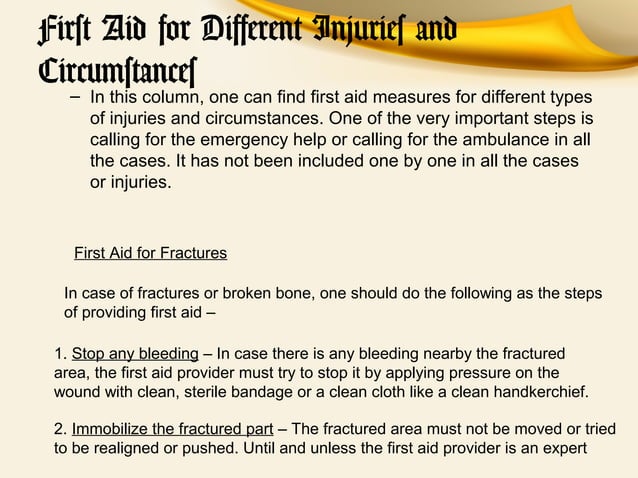 Project on first aid | PPT | First Aid | Injuries