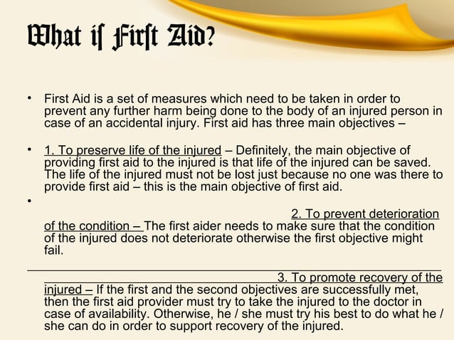 Project on first aid | PPT | First Aid | Injuries