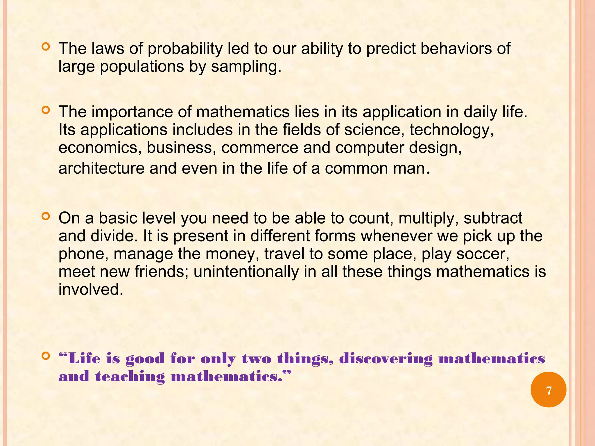 Project on importance of maths in daily life | PPT