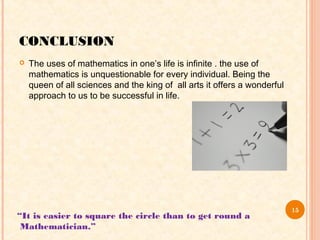 Project on importance of maths in daily life | PPT