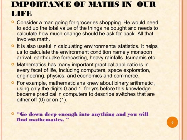 Project On Importance Of Maths In Daily Life Project On Importance Of Maths In Daily Life