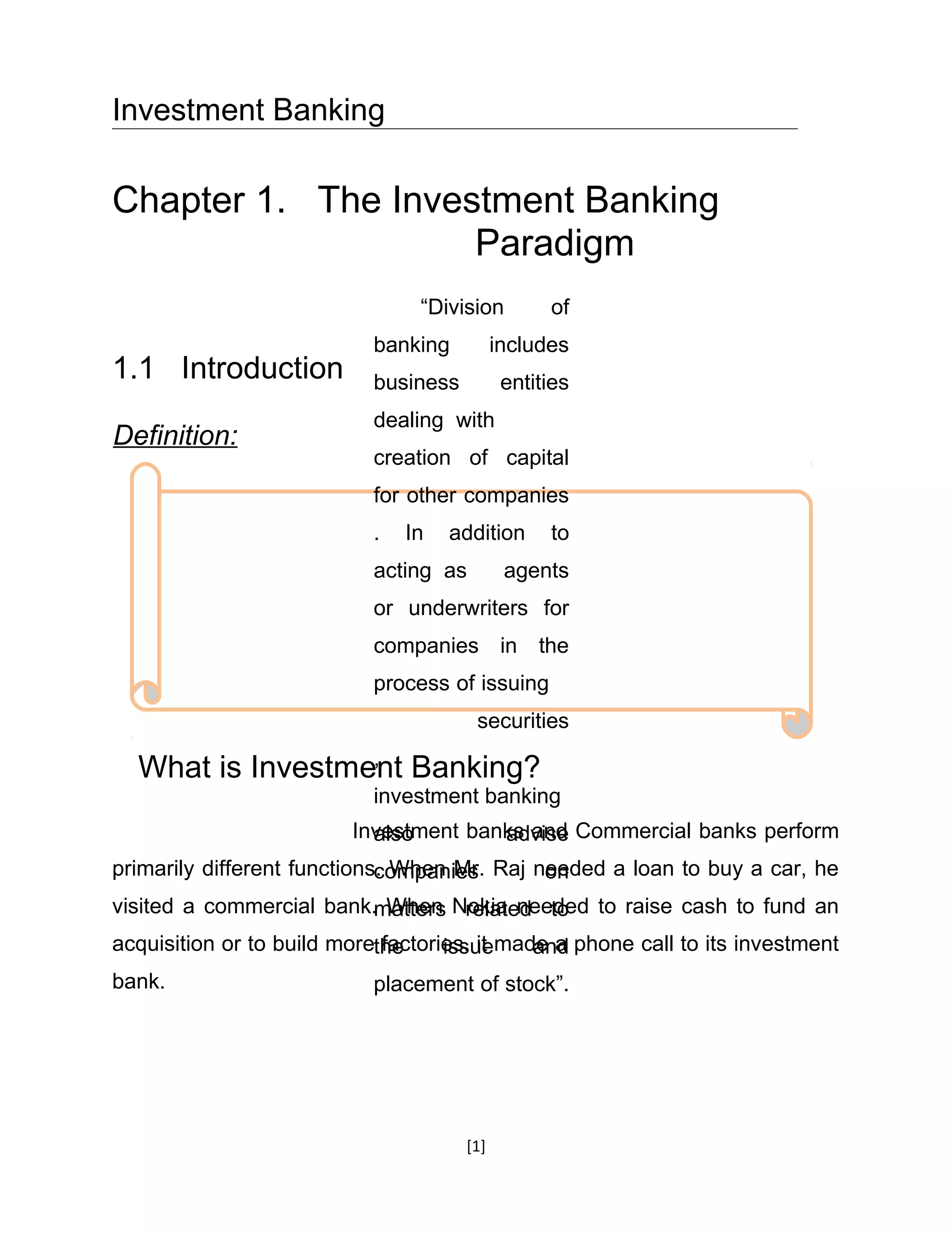 Project on investment banking | DOC