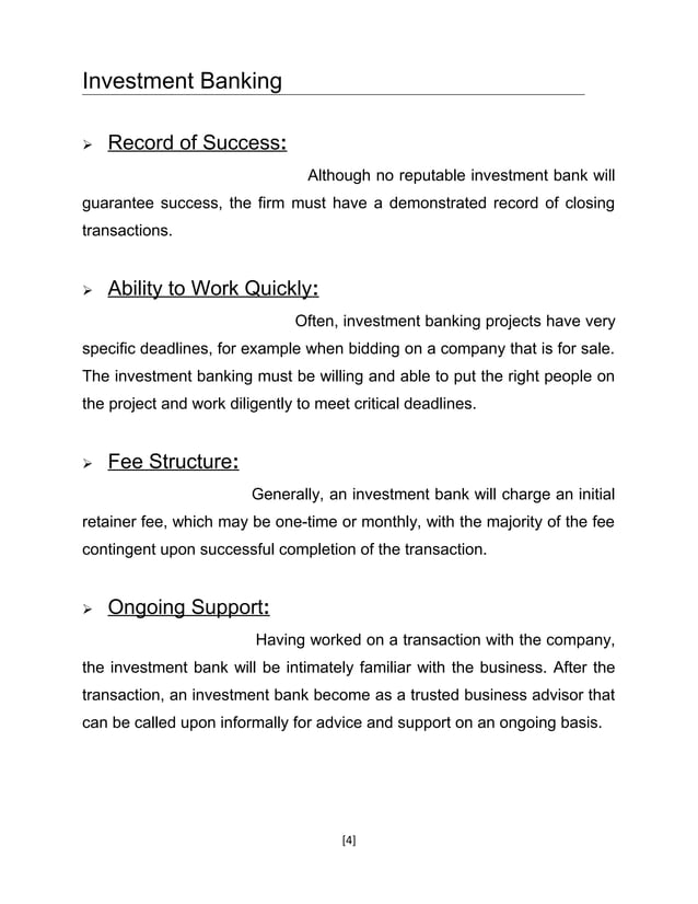 Project on investment banking | DOC