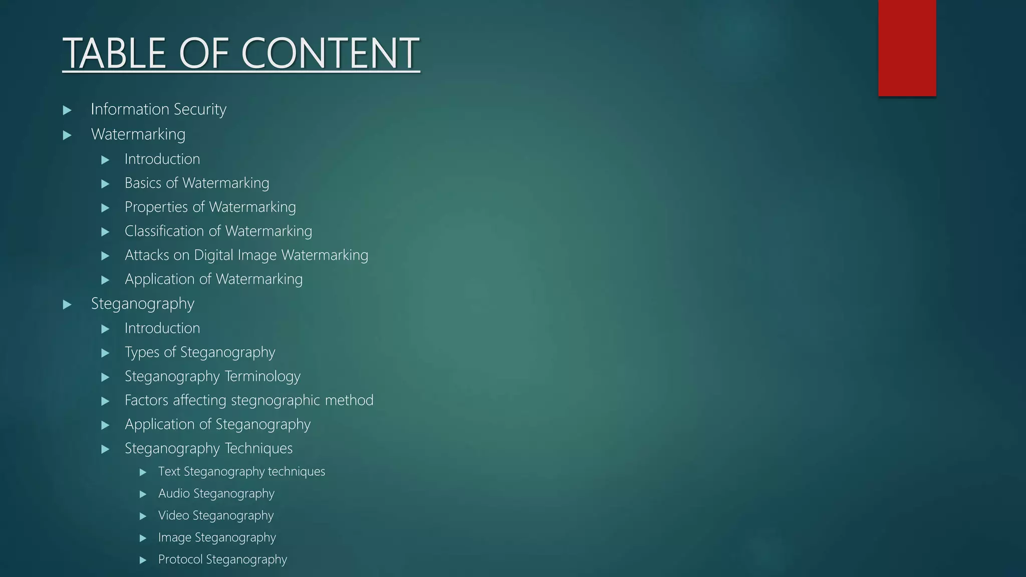 steganography and watermarking | PPTX