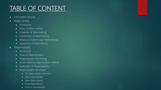 steganography and watermarking | PPTX