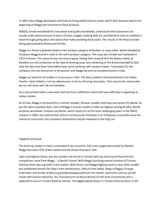 Project on maggi | DOC