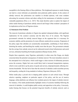 PROJECT ON MEDIA FRAMING AND PUBLIC PERCEPTION ON FUEIL SUBSIDY REMOVAL ...