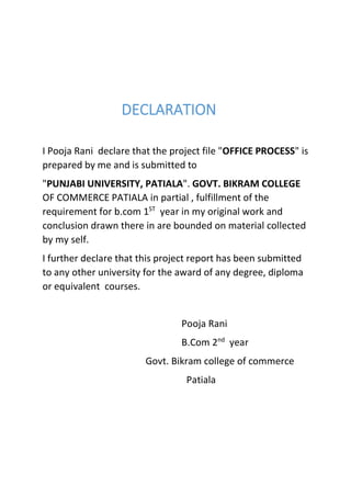 project on office process.pdf | Business Banking & Finance | Business