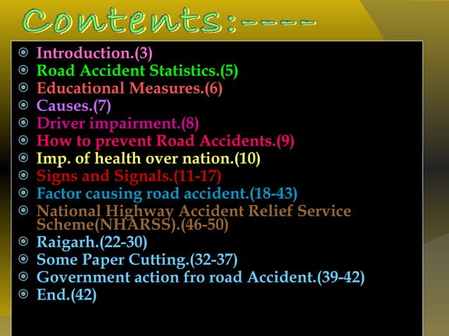 Project on road accident | PPT