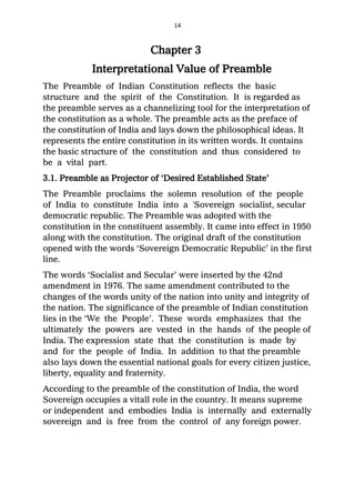 Role of preamble in the interpretation of constitution | PDF