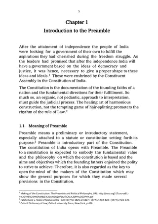 Role of preamble in the interpretation of constitution | PDF