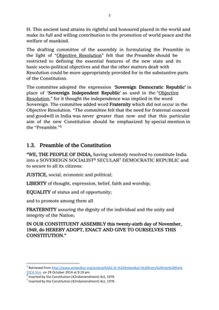 Role of preamble in the interpretation of constitution | PDF