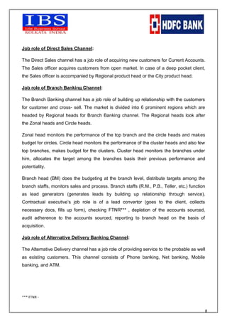 Project On Sales Force Structure Of Hdfc Bank Ltd | DOCX