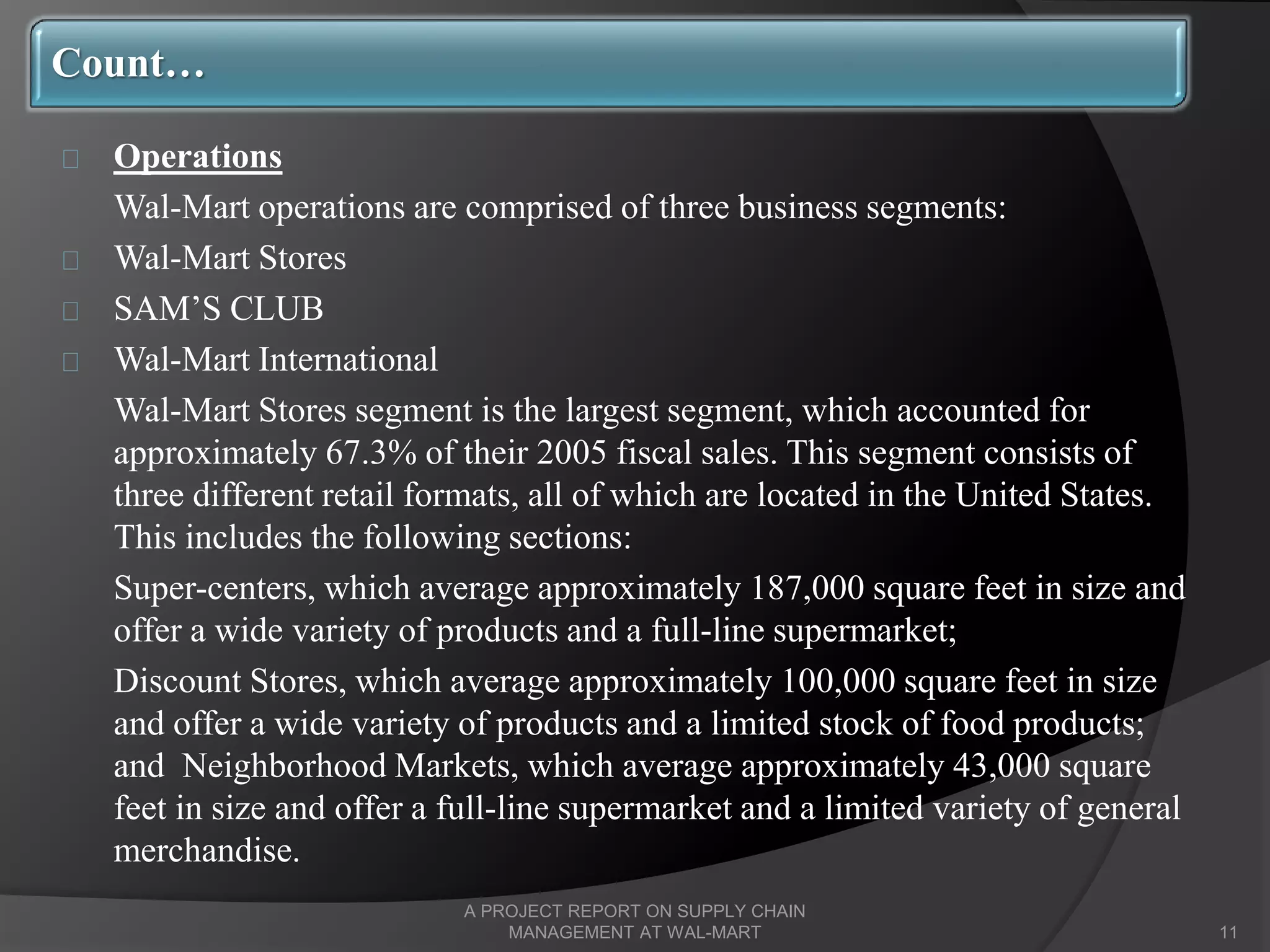 Project on scm at walmart | PPSX