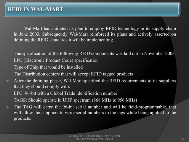 Project on scm at walmart | PPSX | Retail Industry | Industries