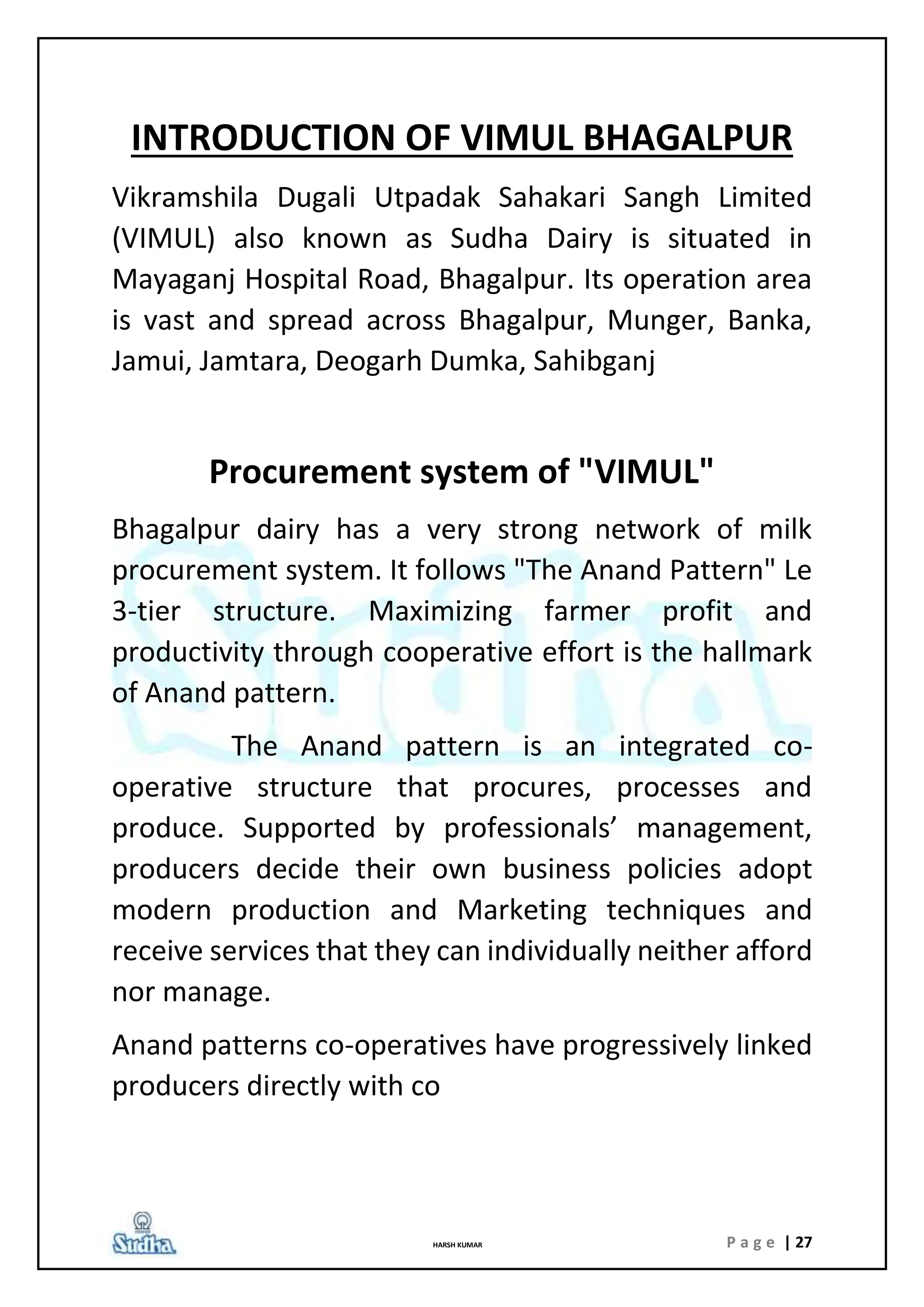 Bhagalpur Sudha Dairy Project, Project on Sudha Dairy Bhagalpur, Sudha ...