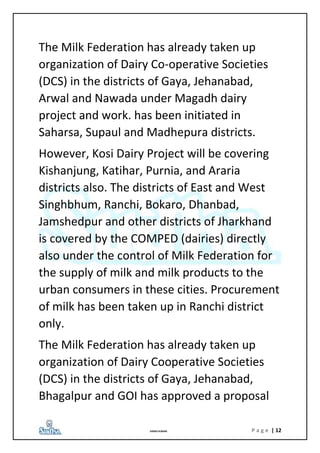 Bhagalpur Sudha Dairy Project, Project on Sudha Dairy Bhagalpur, Sudha ...