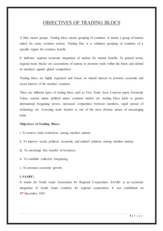 Project on trade blocs and trade barriers | PDF