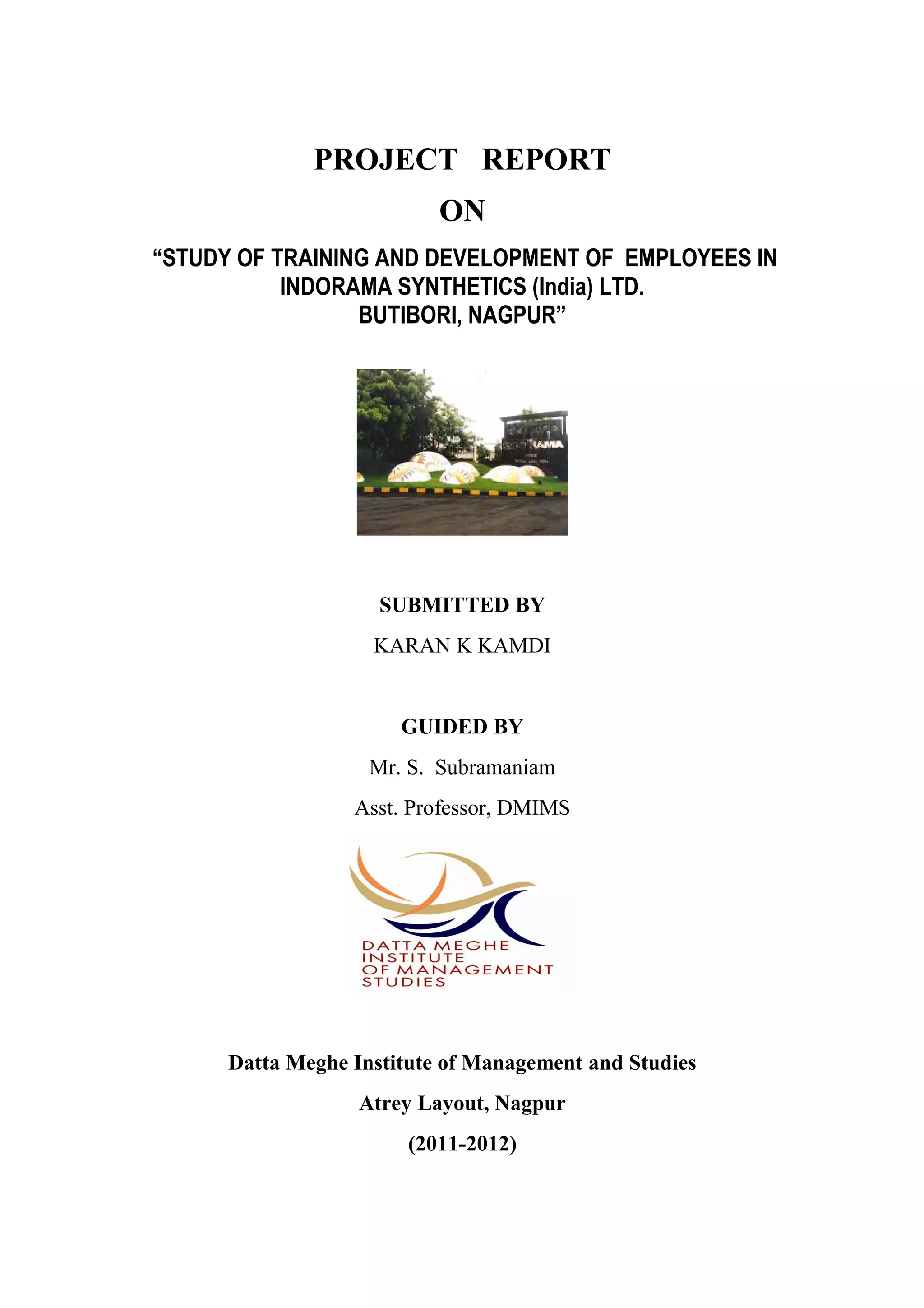 Project on training and development by karan k kamdi (2) | DOC