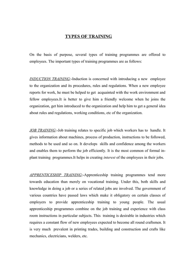 Project on training and development by karan k kamdi (2) | DOC