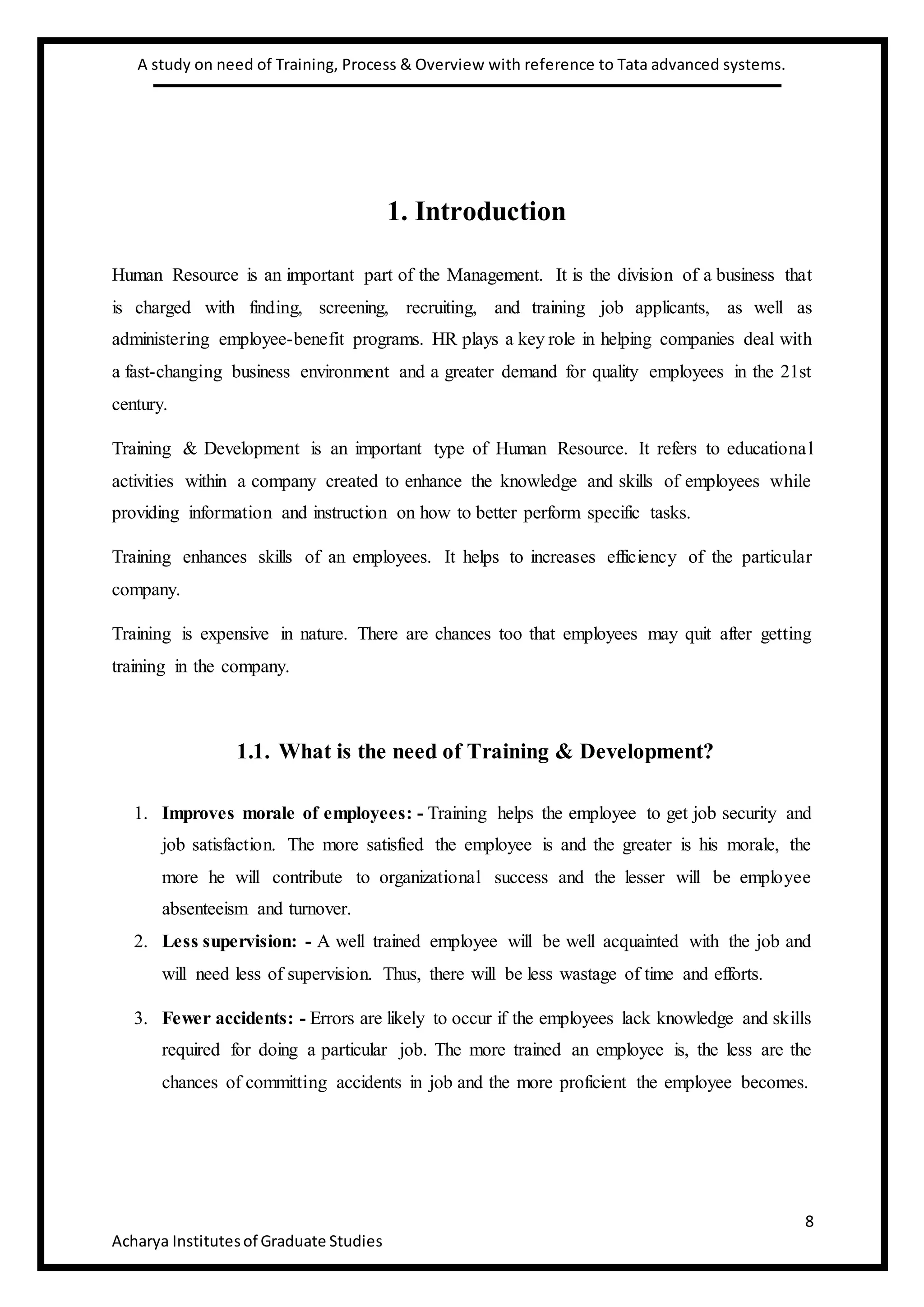 Project On Training & Development IN TASL.docx