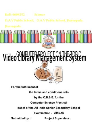 Project on Video Library management | DOCX