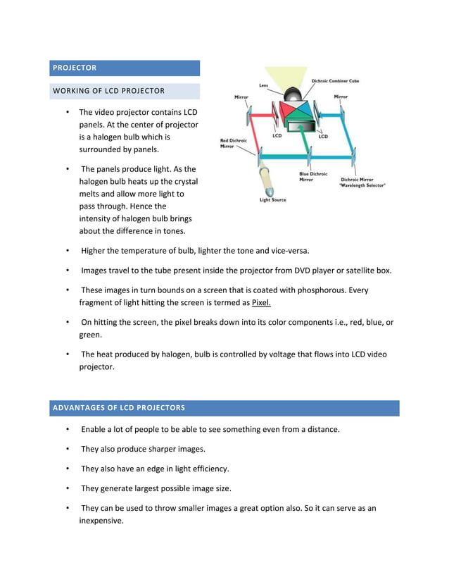 working of Projector | DOCX | Cameras and Camcorders | Consumer Electronics