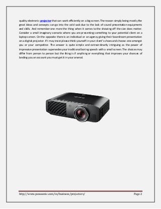 Panasonic Projector | PDF