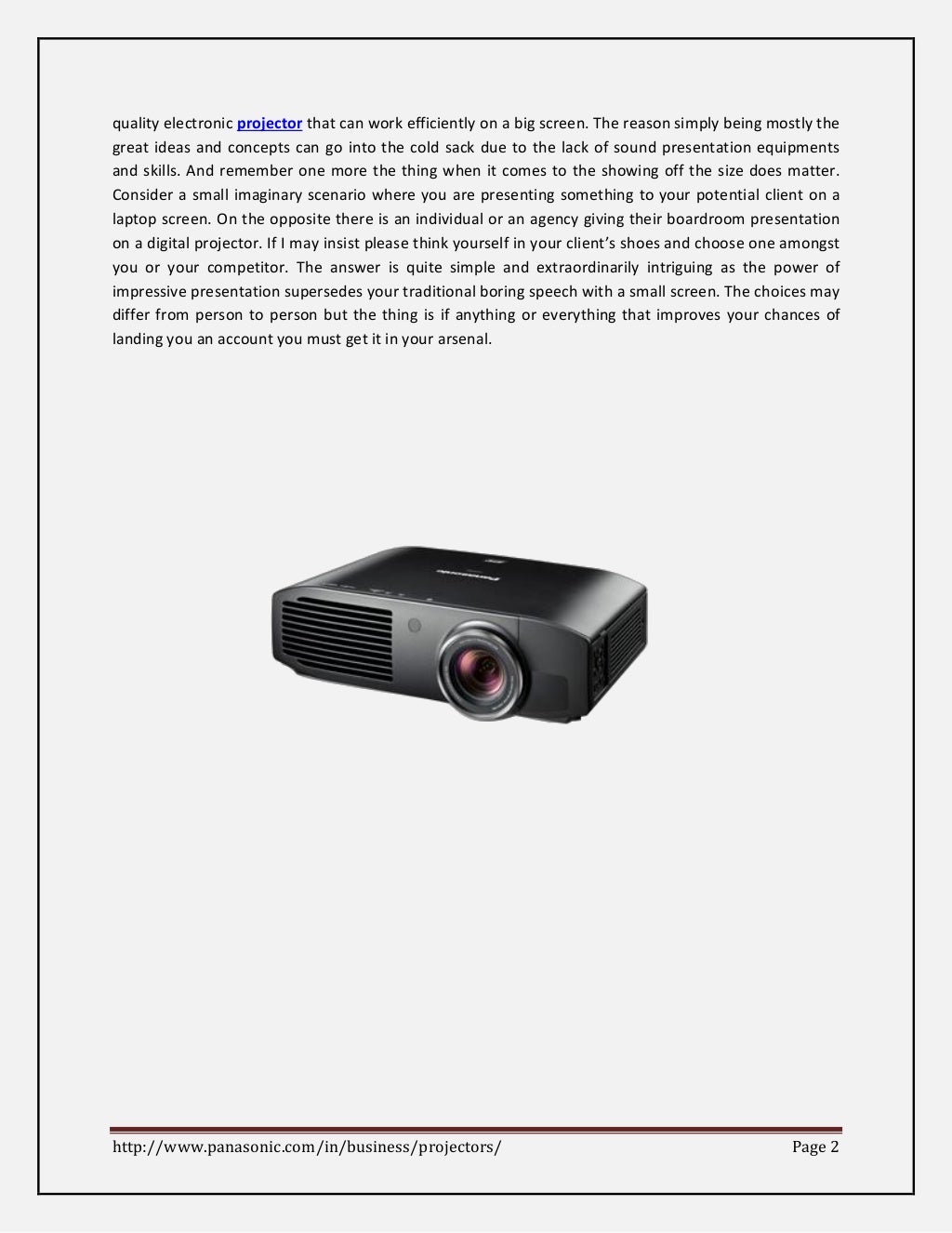 Panasonic Projector | PDF