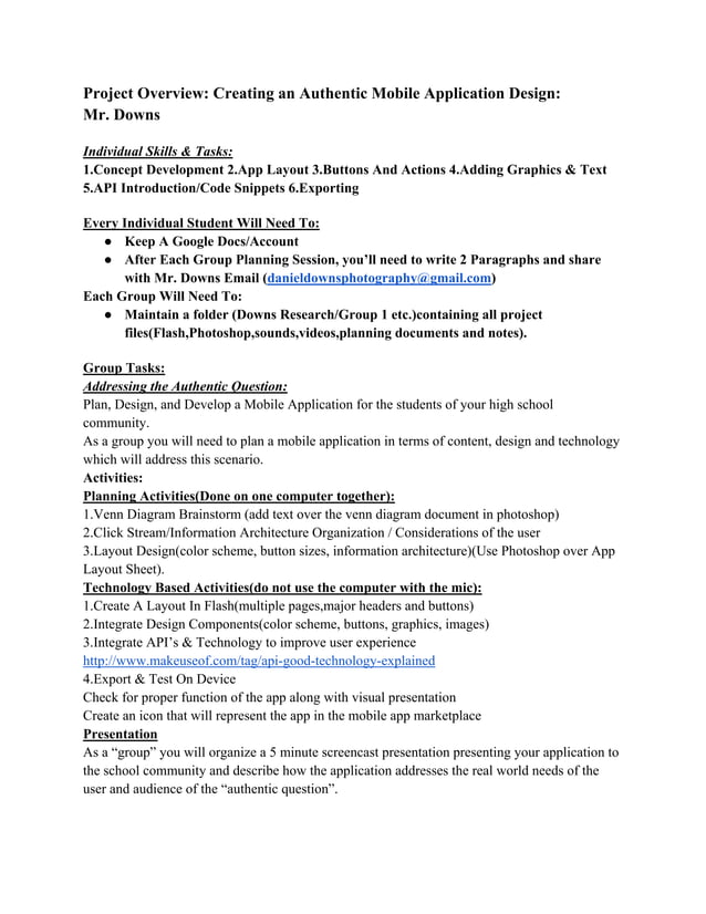 Project Overview: Creating an Authentic Mobile Application Design Mr ...